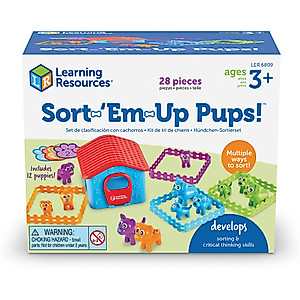 Learning Resources Sort-'Em-Up Pups 28 Pieces, Ages 3+ Sorting & Matching Toys, Educational Toys for Toddlers, Preschool Toys, Toddler Learning Toys