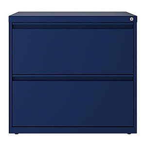 Hirsh 30" W 2 Drawer Metal Lateral File Cabinet Set Navy with Front to Back Rails, Fully Assembled