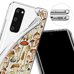 Cavka Phone Case Compatible with Samsung Galaxy A73 A72 5G A71 A54 A52 A42 A34 A32 A14 A11 Slim Botanical Vintage Fungus Amanita Cute Lightweight Transparent Autumn Forest Mushrooms Cover Design