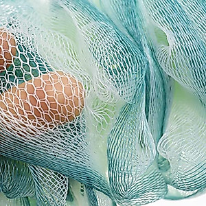 Jxicleang Back Scrubber for Shower, Soft Nylon Mesh Exfoliating Back Scrub Bath Brush, Long Handle Back Loofah for Men Women, Back Cleaner Washer Bath Sponge for Elderly (White Blue)