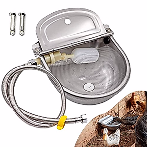 Automatic Water Bowl Dispenser for Dog Large Size Stainless-Steel Waterer Feeder Self Filling Trough for Poultry and Livestock