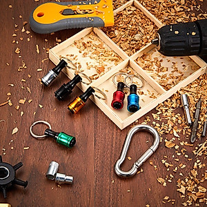 6 Pieces 1/4 Inch Keychain Bit Holder Screwdriver Hex Holder Magnetic Drill Bit Holder Hex Shank Keychain Extension Socket Adapter Drill Bit for Most Electric, Hand Held Portable