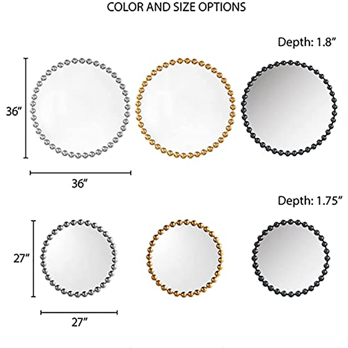 MADISON PARK SIGNATURE Wall Décor Marlowe Metal Spherical Frame Round Mirror for Living Room - Home Accent, Ready to Hang Bedroom Decoration, 36" Diameter, Gold