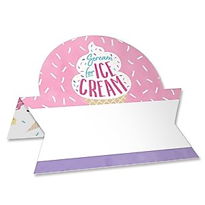 Big Dot of Happiness Scoop Up the Fun - Ice Cream - Sprinkles Party Tent Buffet Card - Table Setting Name Place Cards - Set of 24