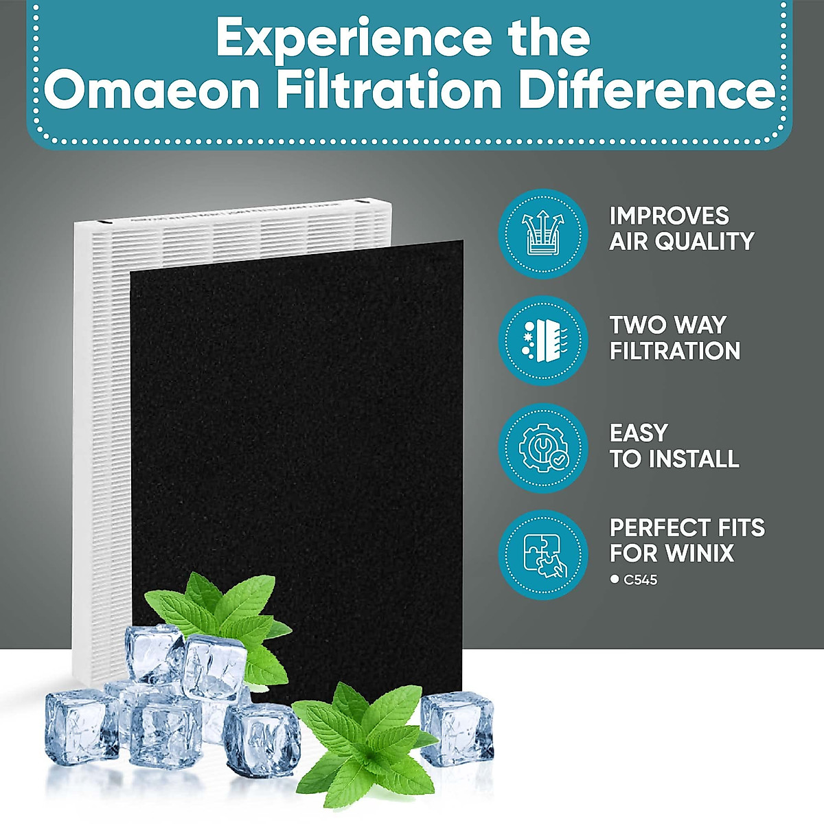 C545 Filter S Replacement Compatible with Winix C545 Replacement Filter, Pack of 2 True HEPA Filter + 8 Activated Carbon Filters. Replaces Winix C545 Filter, Winix Filter S (1712-0096-00)