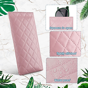 Amylove 8 Pcs Sunglasses Case Portable Eyeglass Case Squeeze Leather Pouch Anti Scratch Sunglass Bag Soft Glasses Case (Pink, Light Brown, White, Black)
