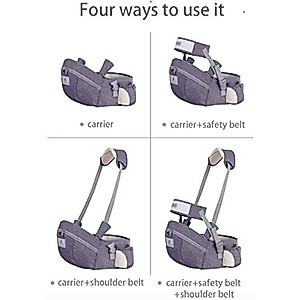 Baby Hip Seat Carrier Baby Waist Stool for Child Infant Toddler with Adjustable Strap Buckle Pocket Soft Inner Huge Storage (Dark Grey)