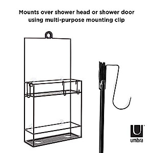 Umbra 023461-040 Cubiko Shower Caddy, Black Metal Shower Caddy Over the Shower Head