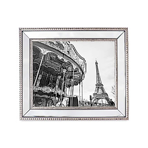 Isaac Jacobs 8x10 Champagne Mirror Bead Picture Frame - Classic Mirrored Frame with Dotted Border Made for Wall Display, Tabletop, Photo Gallery and Wall Art (8x10, Champagne)