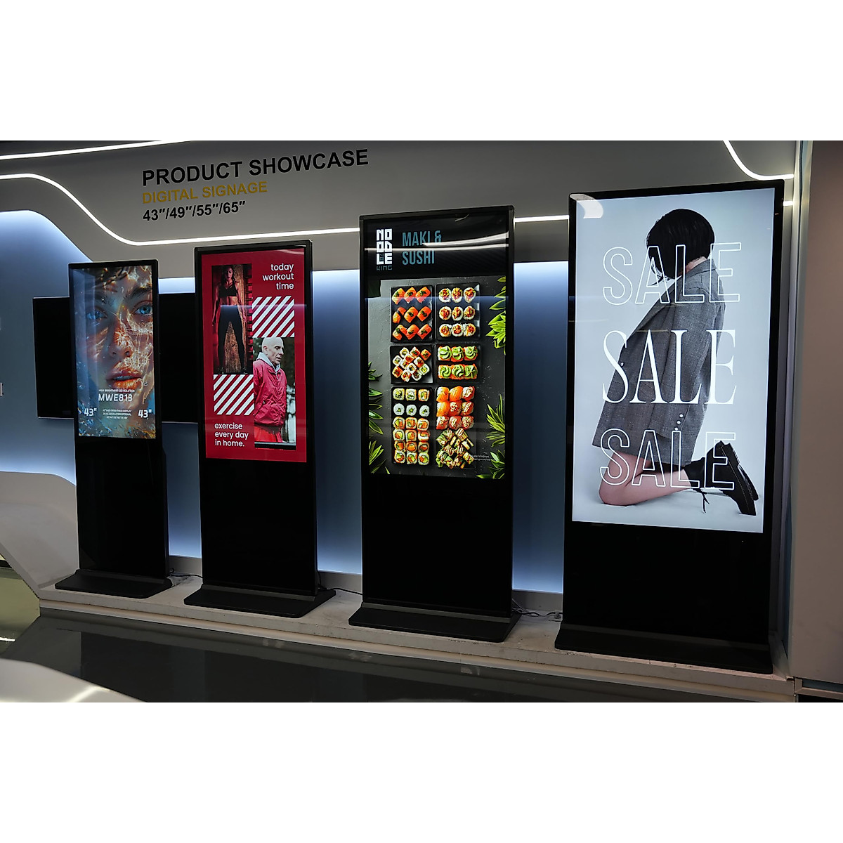 YCKJNB 49 inch Indoor Digital Signage 2K Touchscreen IPS Floor Standing Digital Kiosks Interactive Displays with WiFi HDMI/USB Input Auto AD Player, Android OS Black