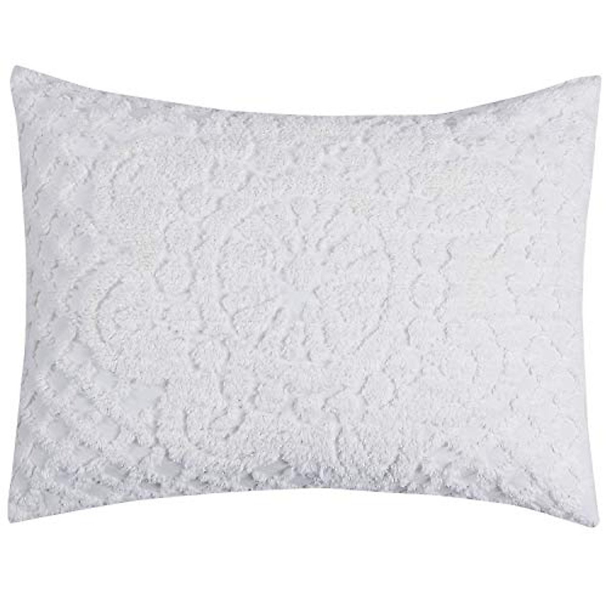 Better Trends Chenille Bedspreads Set Queen Size, Trevor Collection Medallion Design in White - Lightweight bedspreads, 100% Cotton Tufted Cotton Bedspreads