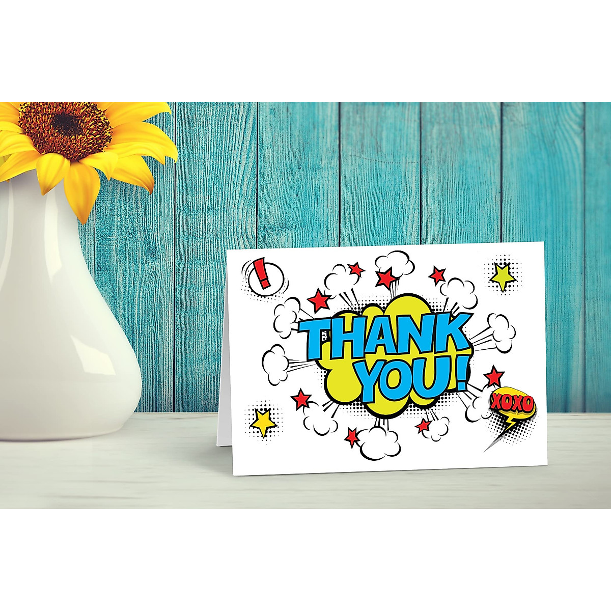 Stonehouse Collection Thank You Note Card | 10 Boxed Fun Thank You Cards & Envelopes | USA Made | Perfect for Kids, Birthday, Baby Shower, Weddings, Gifts (Pow)