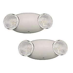 AmazonCommercial LED Emergency Light, UL Certified, 2-Pack, Adjustable Two LED Bug Eye Head, Battery Backup