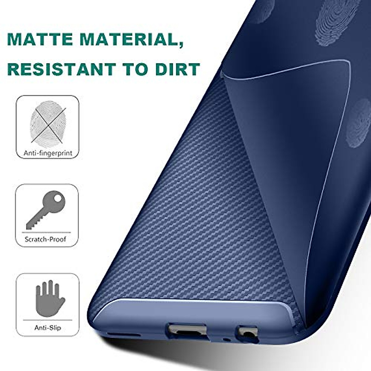 Phone Case for Huawei Y9 Prime 2019 with Tempered Glass Screen Protector Cover and Cell Accessories Slim Thin Rugged Soft TPU Silicone Carbon Fiber Hawaii Enjoy 10 Plus Cases Women Girls Men Boys Blue