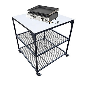 JAQKITU Movable Food Prep and Work Cart Table Stainless Steel Grill Cart Modular Table with Wheels Commercial Kitchen Table Heavy Duty Grill Cart Outdoor Cart