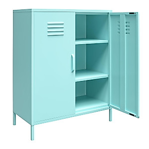Novogratz Cache 2 Door Metal Locker Storage, Mint Cabinet