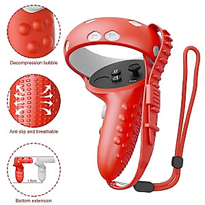 HUIUKE Touch Controller Grip Cover for Quest 2 with Silicone VR Face Cover Pad and Lens Cover, 3 in 1 Silicone Cover Set for Quest 2, Quest 2 Accessories (Red)