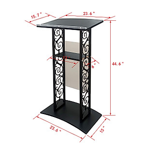 FixtureDisplays® Truss Podium Metal Pulpit Church Podium Conference Pulpit Event Lectern Cup Holder with Optional Install White Christian Cross Decor 18353+1803-CROSS