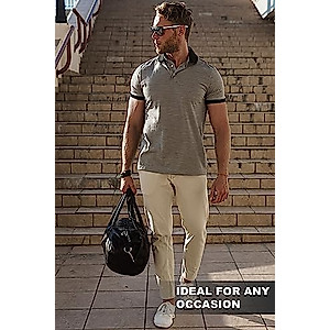 Merino Wool Polo Shirt Men - Anti-Odor 100% Merino Wool Shirts for Men Short Sleeve Breathable (Medium, Heathered Grey Polo)