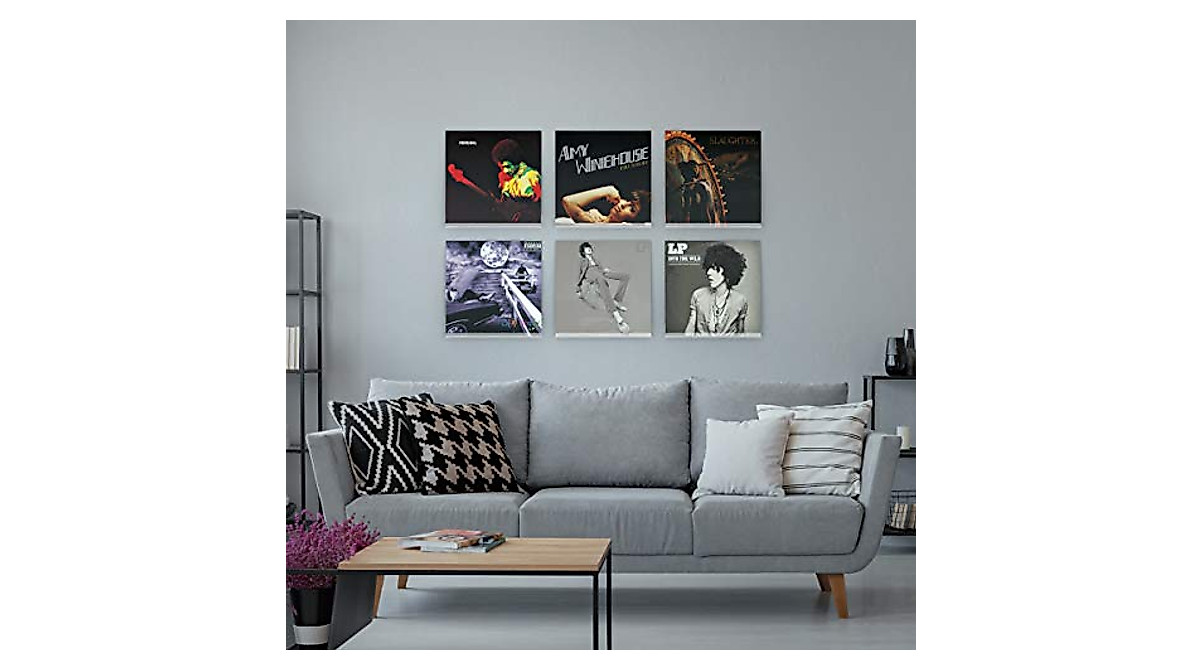 FEMELI 6 Pack Vinyl Record Wall Mount Shelves - Clear Acrylic Display