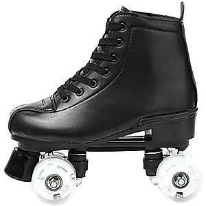 MAOWAO Roller Skates Women, Outdoor High Top PU Leather Women Roller Skates, Adjustable Indoor Double Row Skates for Beginner Adults Girls Men with Carry Bag