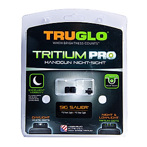 TRUGLO Tritium Pro Night Sights, Compatible with Sig Sauer #6 Front / #8 Rear | Compact Durable Glow-in-The-Dark Front & Rear Gun Sights with White Focus Lock Front Ring