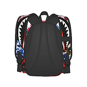 Vkaxopt Backpack Shark Teeth Camo Backpacks Travel Laptop Daypack Big Capacity Bookbag Fashion Durable for Men and Women