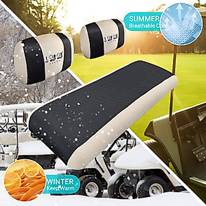 10L0L Golf Cart Seat Covers, Fits Yamaha G2 G9 G16 G19 G22 & Club Car DS Pre-2000, E-Z-GO Marathon, Washable Breathable Air Polyester Mesh Cloth, Cool in Summer and Warm in Winter