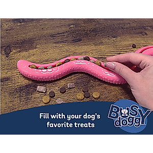 Busy Doggy Snake Treat Dispenser Toy, Interactive Dog Toy, Dog Enrichment Toy with Squeaker