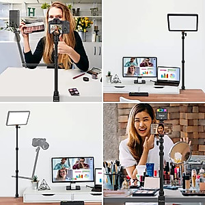 VIJIM LS10 Camera Desk Mount Table Stand with 1/4" Ball Head, 16"-33.8" Adjustable Light Stand, Tabletop C Clamp Arm for DSLR Camera, Ring Light, Live Streaming, Photo Video Shooting