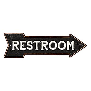 Chico Creek Signs Restroom Black Rt Arrow Vintage Looking Metal Sign 5x17 205170003003