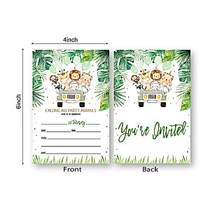 LoaHak Party Animal Birthday Decorations, Jungle Animals Party Celebration, Animals Invitations For Kids Birthday. (070)