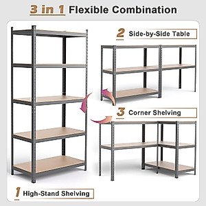 ERGOMASTER Storage Shelves Metal Garage Shelving Unit 5-Shelf Adjustable Heavy Duty Boltless Organizer Rack for Home Warehouse Pantry Office 108" W x 18" D x 72" H Grey,3Pack