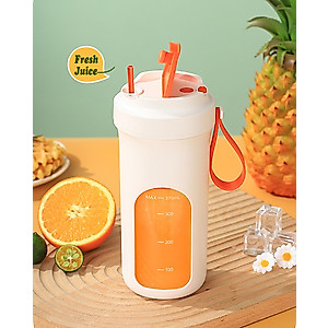 Portable Blender for Shakes and Smoothies, 13oz Personal Blender with USB Rechargeable and 10 Blades Mini Small Blender Bottles for Office Gym Kitchen (White)