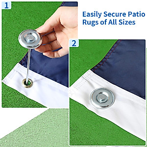 Trobing Patio Rug Stakes (6 Pack), 7" RV Outdoor/Garden Furniture Stakes, Low Profile Design, Easily Secure Your Patio Rug to The Ground