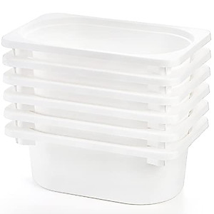 Elsjoy Set of 6 Plastic Storage Bins, White Organizer Bins Small Cubby Bins, Stackable Storage Container Shelf Basket for Classroom, Cubbies