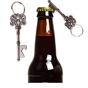 2pcs Key Shape Beer Bottle Opener Vintage Retro Keychain Key Ring Metal Bronze Silver Kitchen Party Bar Tool