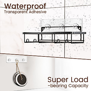 Boeetech Shower Caddy Adhesive for Replacement, Adhesive Hook Transparent Replacement Hook Wall Hooks, Strong Hanging Hooks Shower Shelves Stickers Hooks for Shower Caddy (12 PC)