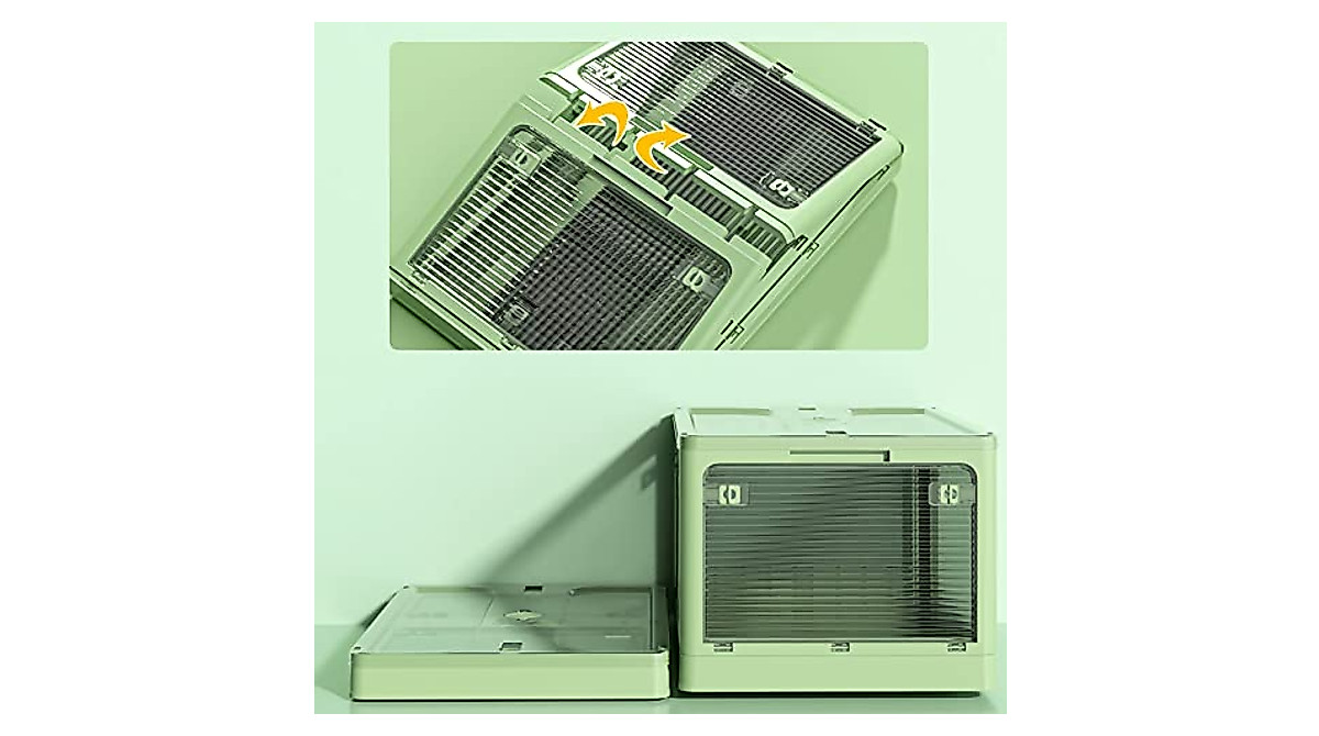 Clear Collapsible Storage Box with Wheels & 5 Doors