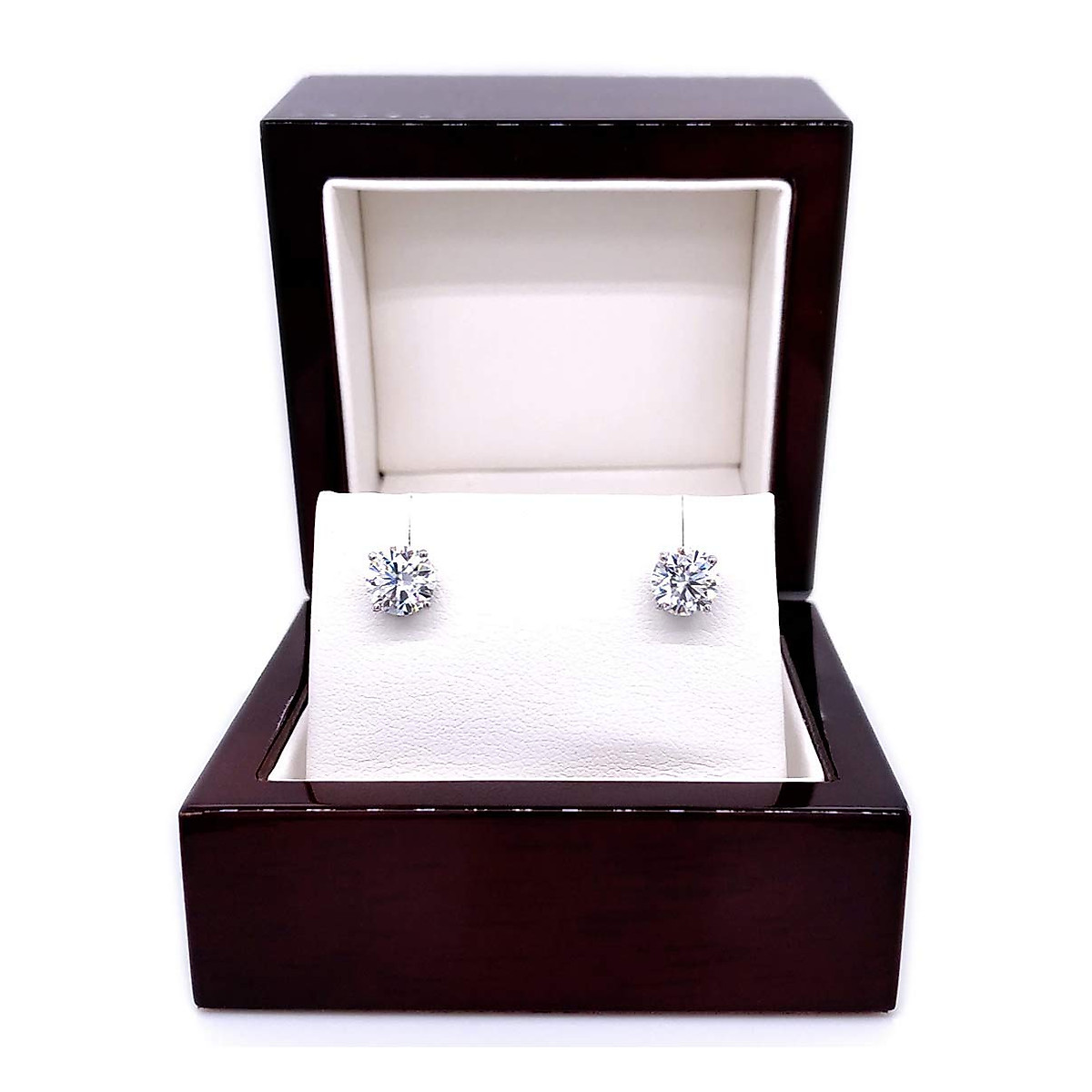 Diamond Wish 1 1/2 Carat Moissanite Round Stud Earrings in 14k White Gold (J-K, 6 mm, cttw) 4-Prong Basket Screw Back