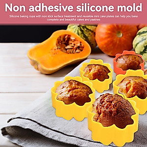 Silicone Cupcake Molds, 24Pcs Mini Flower Shape Silicone Baking Cups Cupcake Liners Reusable Muffin Cup Cake Pan for Cake Chocolate