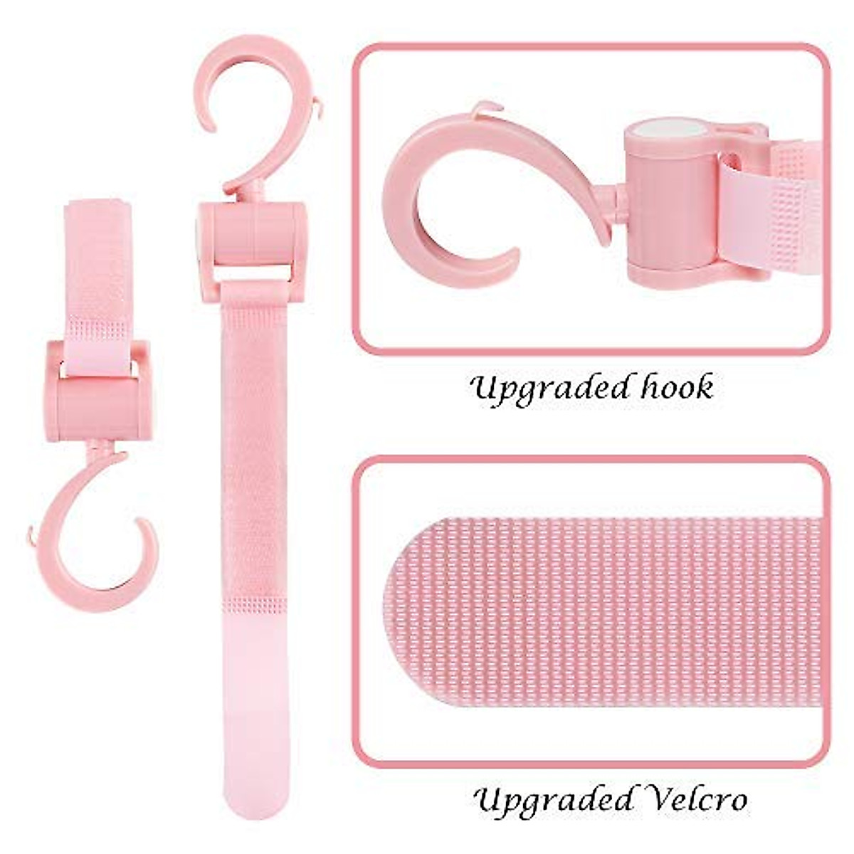 Stroller Hooks Multi Purpose Hook Hanger Clips for Diaper Bags,Purses,Shopping Bags,Perfect Stroller Accessory for Free Your Hands (Pink)
