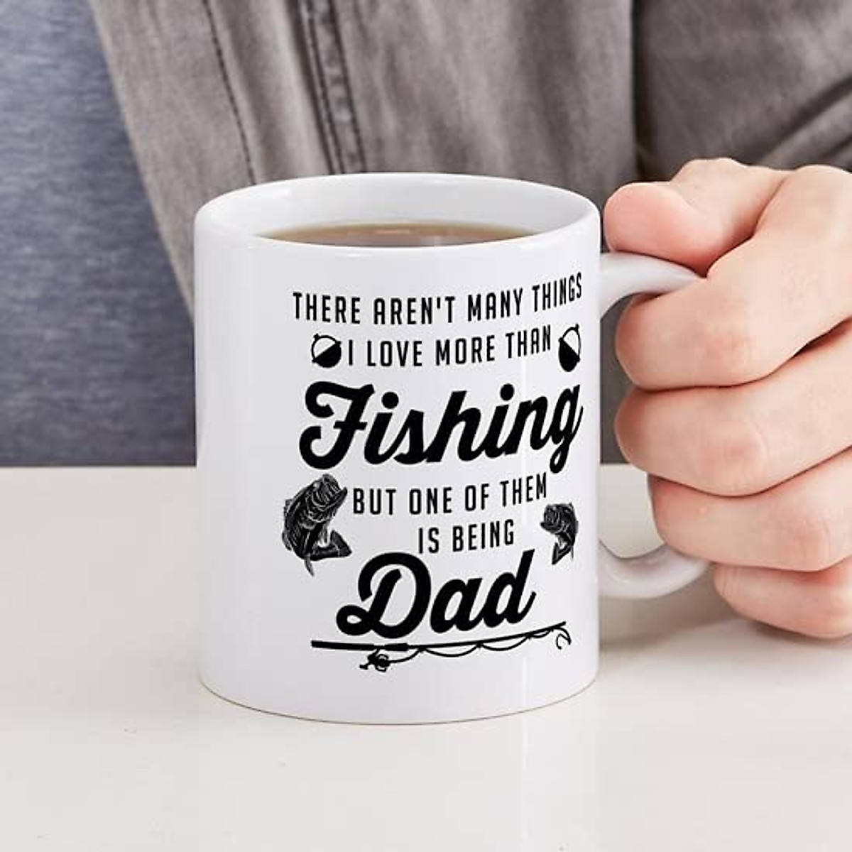 CafePress Love Fishing And Being Dad Ceramic Coffee Mug, Tea Cup 11 oz
