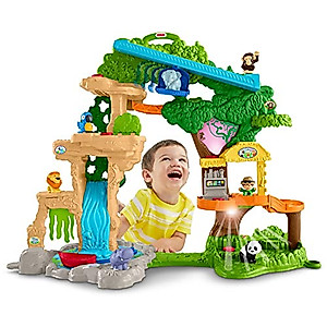 Fisher-Price Little People Toddler Playset Share & Care Safari 2-Ft Tall Toy with Lights Sounds & 7 Figures for Ages 1+ years