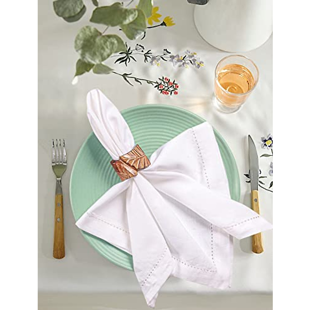 12-Pack Hemstitched Dinner Napkins Oversized 20x20 - Cotton Fabric Tailored with Mitered Corner - Ideal for Events and Regular Use - White