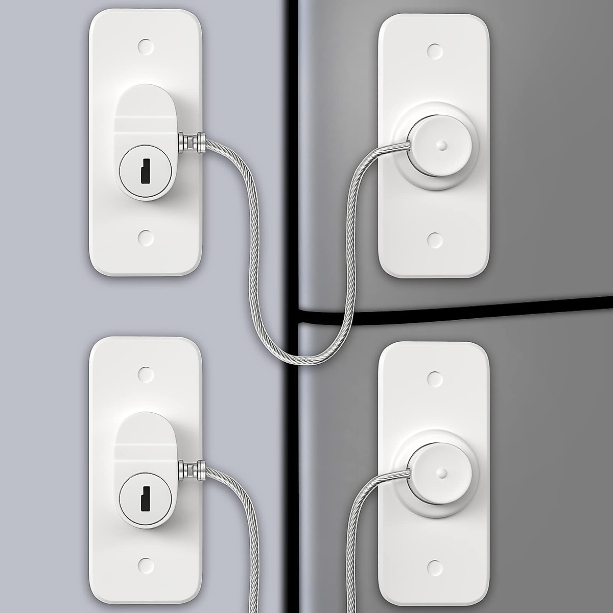 AOSITE Mini Fridge Locks for Kids No Drill Refrigerator Locks for Adults Cupboard Lock Child Safety Locks for Cabinets Drawer Locks Freezer Lock Baby Proofing (White, 2)