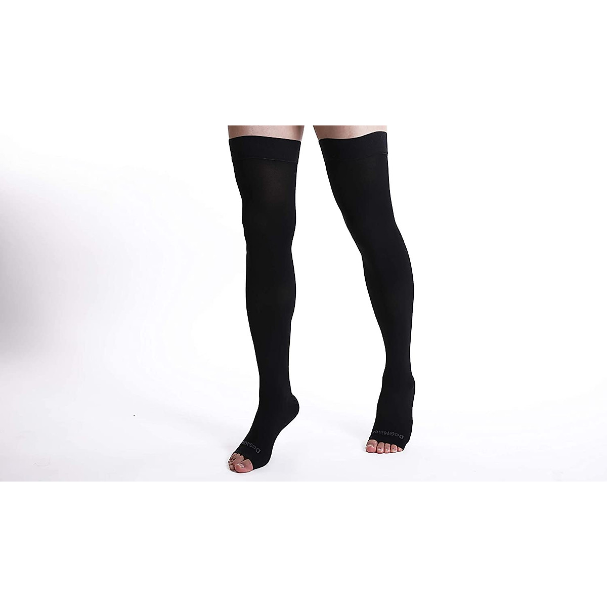 Doc Miller Thigh High Open Toe Compression Stockings 20-30mmHg for Varicose Veins, Pregnancy Support Open Toe Thigh High Compression Socks for Women and Men - 1 Pair Black XX-Large