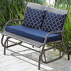 ANONER Loveseat Cushions Set 24x48 Indoor Outdoor All-Weather Replacement Bench Chair Cushions for Patio Deep Seating Glider Furniture, Navy Blue