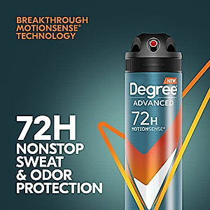 Degree Men Advanced Antiperspirant Deodorant Dry Spray Adventure 72-Hour Sweat and Odor Protection Deodorant For Men With MotionSense Technology, 3.8 Ounce (Pack of 3)