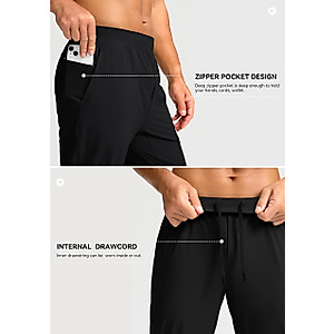 Soothfeel Men's Jogger Pants with Zipper Pockets Lightweight Athletic Workout Pants Gym Golf Joggers for Men Track Running (Black, XS)